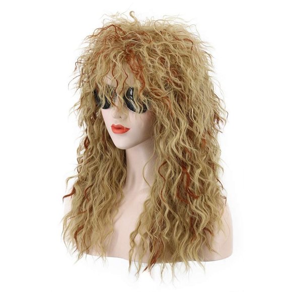 Karlery | Hair | Men Women Orange Mix Blonde Metal Long Curly Rocker ...